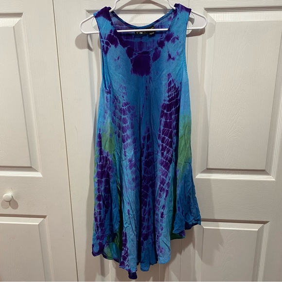 Sol | Dresses | Sol Womens Lightweight Tiedye Maxi Dress Blue Green ...